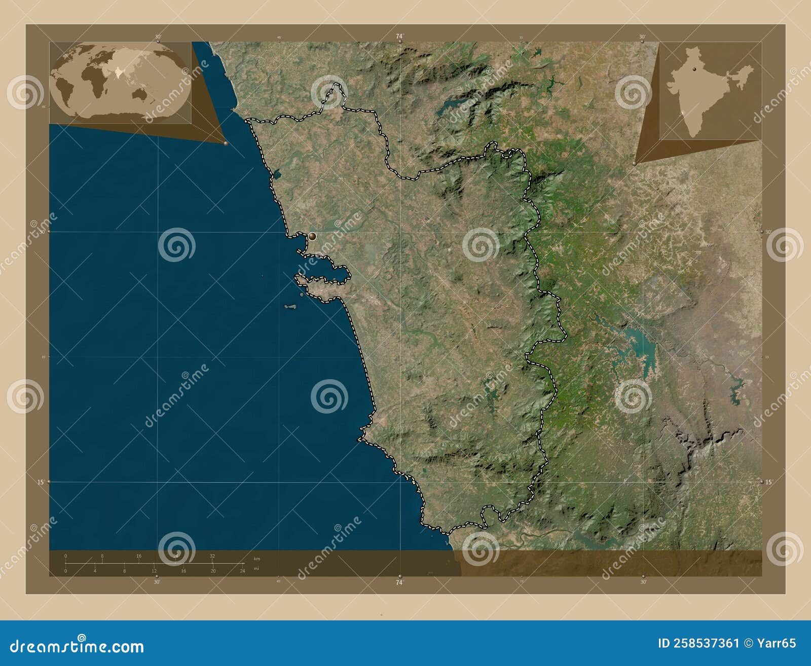 Goa, India. Low-res Satellite. Capital Stock Image - Image of science ...