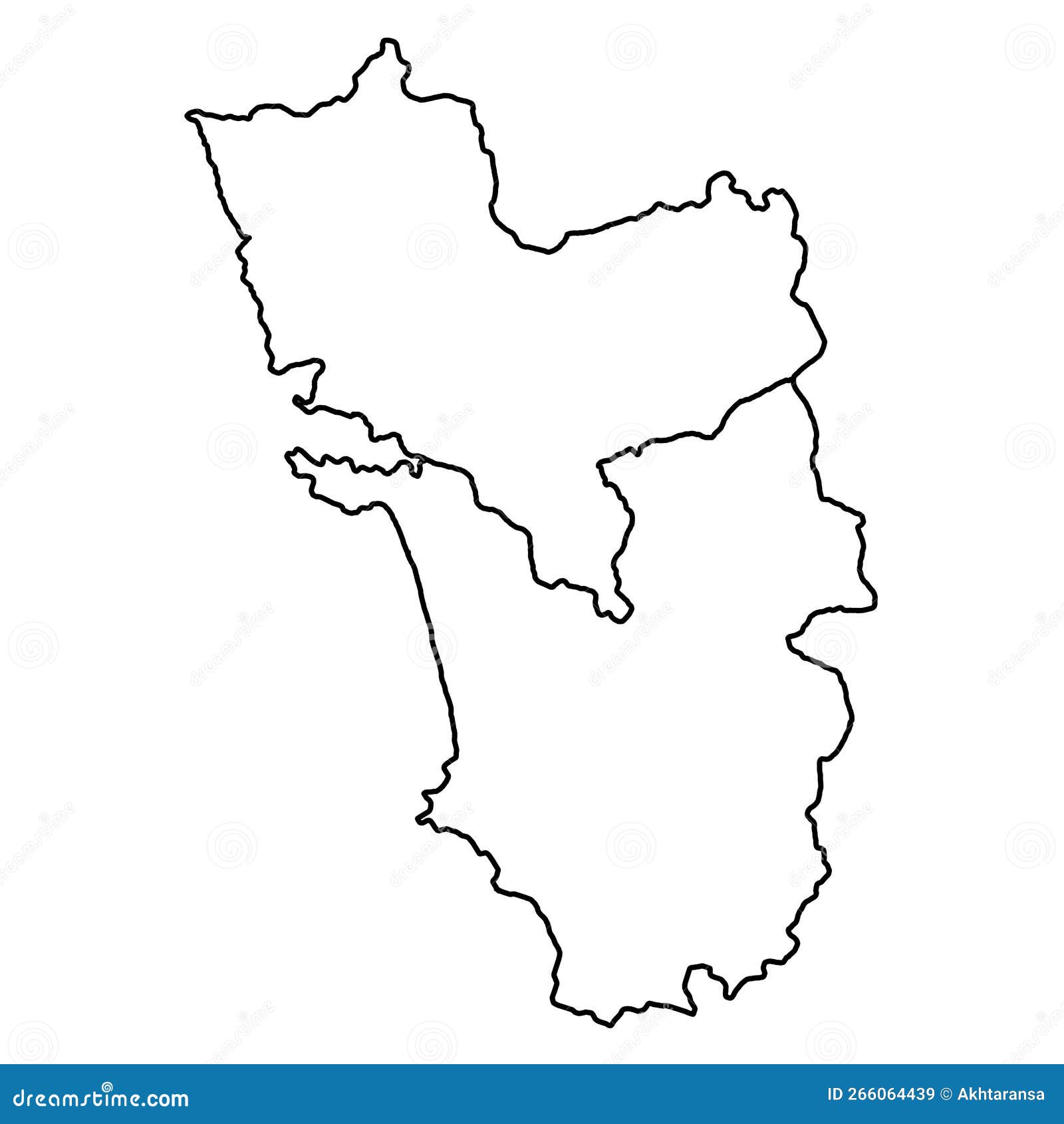 Goa, India Map Black Silhouette and Outline Isolated on White ...