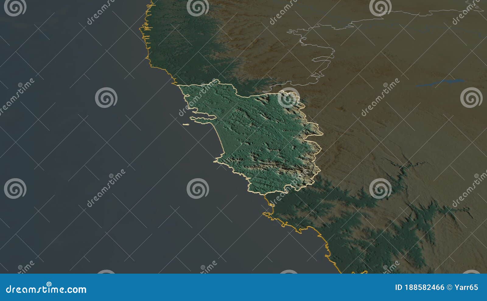 Goa, India - Outlined. Relief Stock Illustration - Illustration of ...