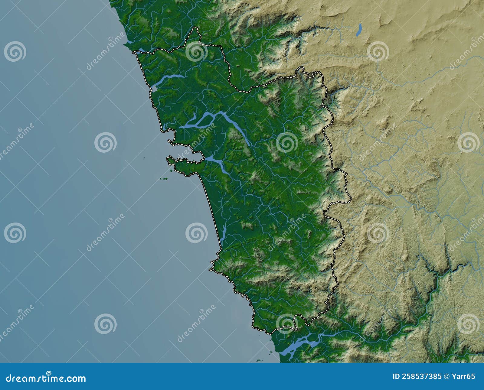 Goa, India. Physical. No Legend Stock Image - Image of gosaba, contour ...