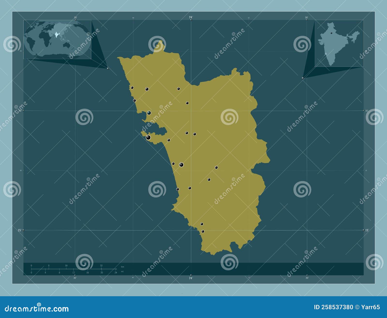 Goa, India. Solid. Major Cities Stock Illustration - Illustration of ...