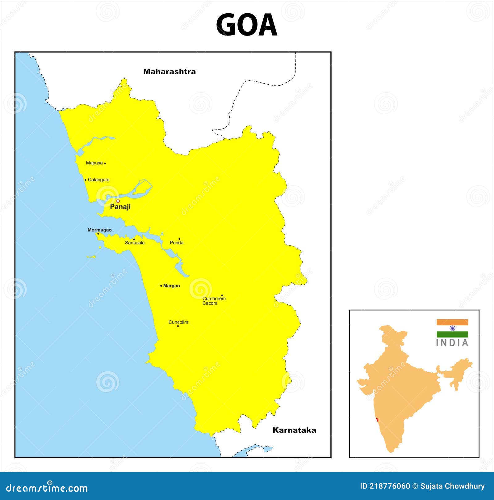 Goa Map. Goa Administrative And Political Map. Goa Map With ...