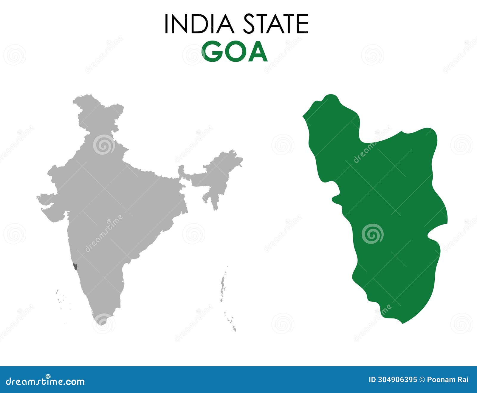 Goa Map of Indian State. Goa Map Vector Illustration Stock Illustration ...