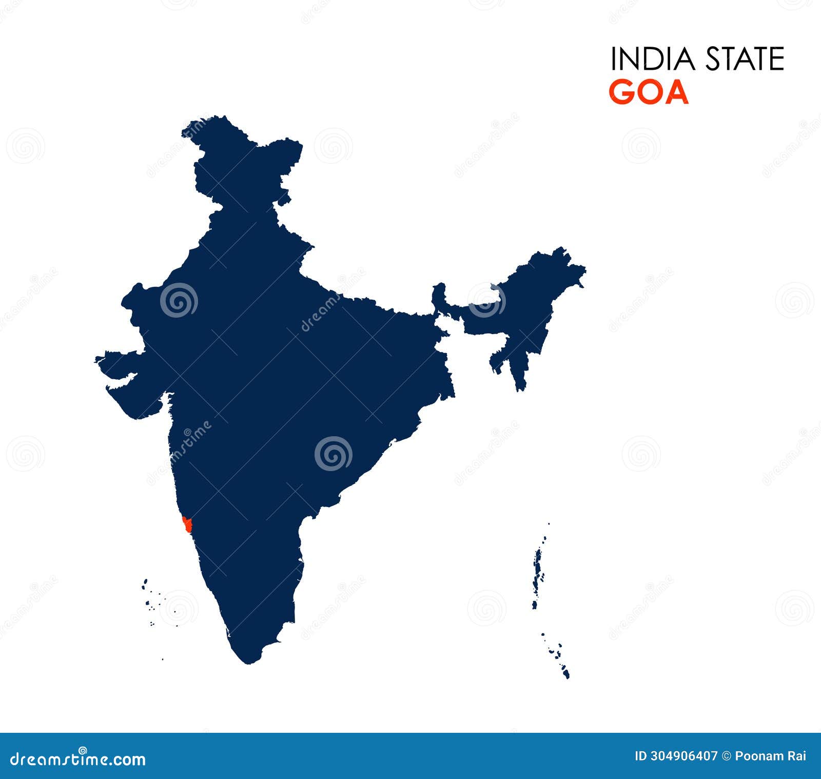 Goa Map of Indian State. Goa Map Vector Illustration Stock Vector ...