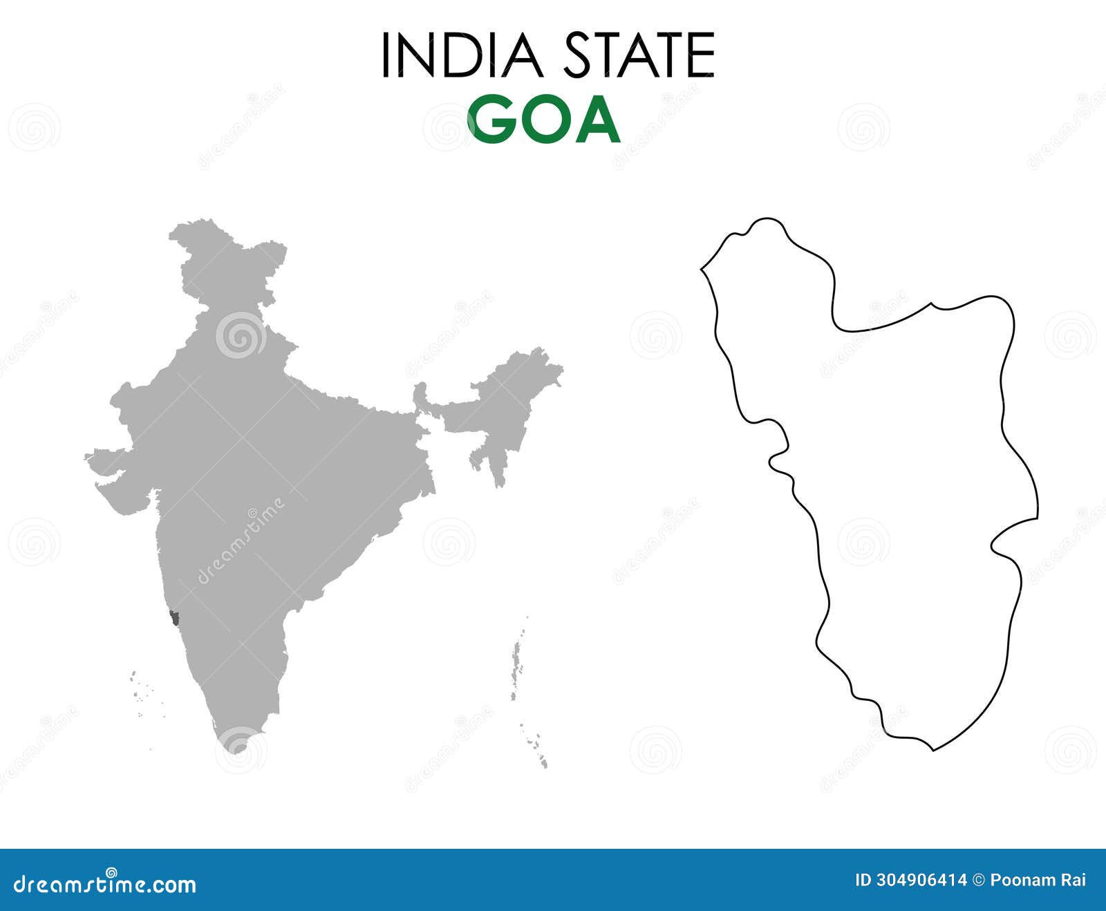 Goa Map of Indian State. Goa Map Vector Illustration Stock Illustration ...