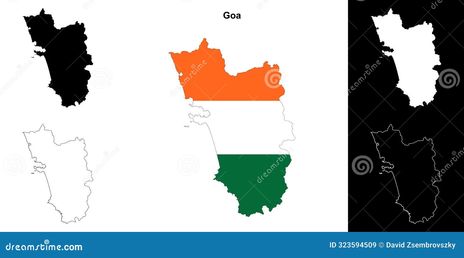 Goa outline map stock vector. Illustration of outline - 323594509