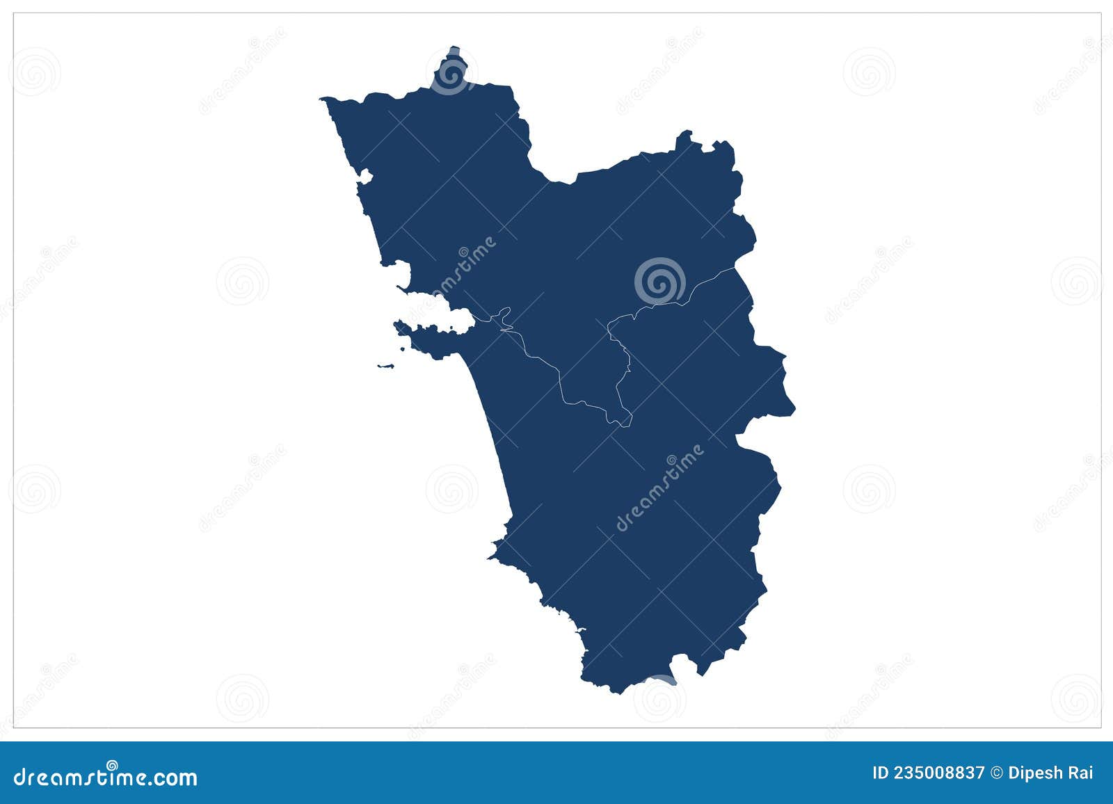 Goa State of India Map Illustration with District Stock Illustration ...