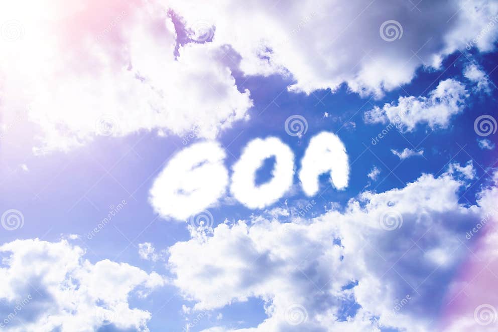 Goa. Text from Clouds in Sky in Bright Sunlight Stock Photo - Image of ...