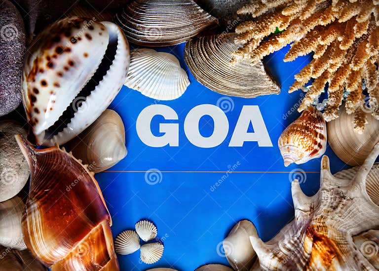 Goa Title in Seashells Frame Stock Image - Image of honeymoon ...
