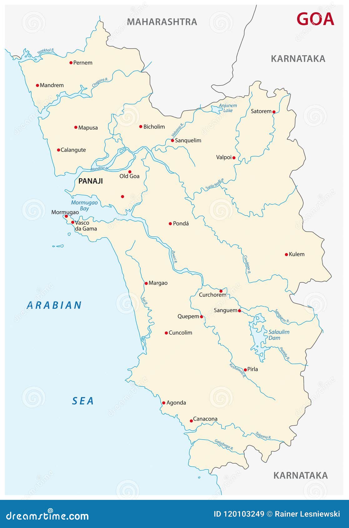 Goa vector map, india stock vector. Illustration of design - 120103249
