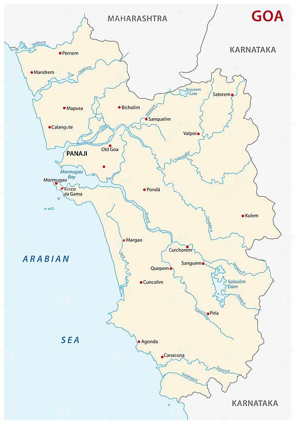 Goa vector map, india stock vector. Illustration of design - 120103249