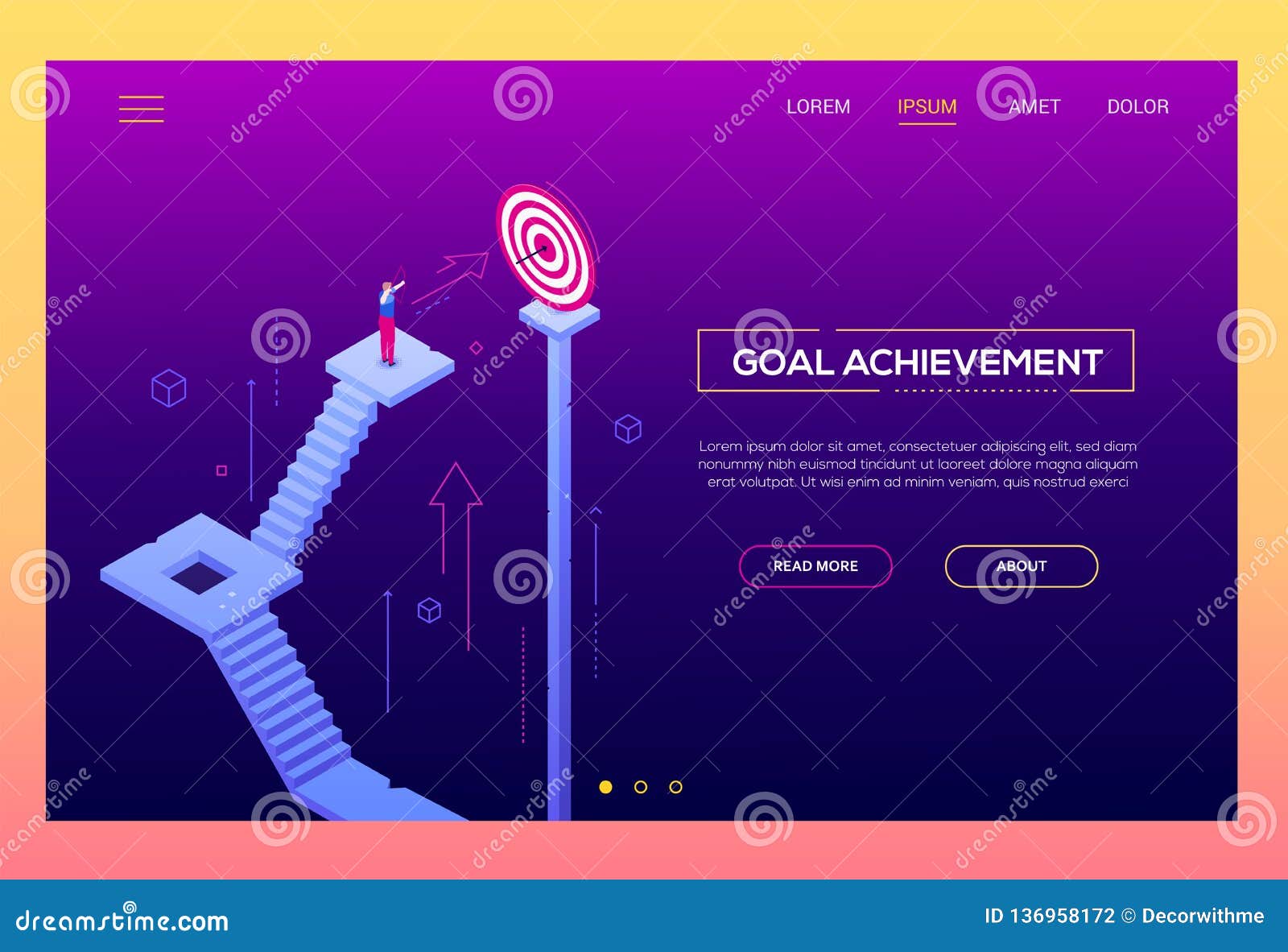 Goal Achievement - Modern Isometric Vector Web Header Stock Vector ...