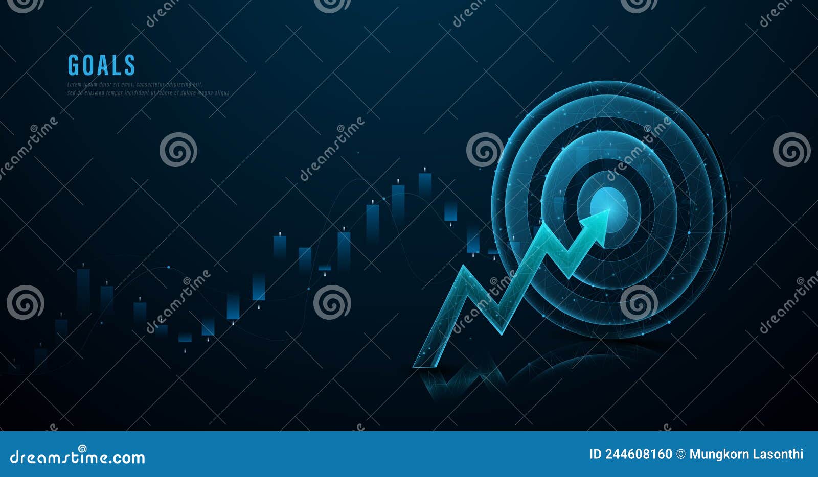 Goal Achievement. Path Chart To Target. Line, Dot and Low Polygon ...