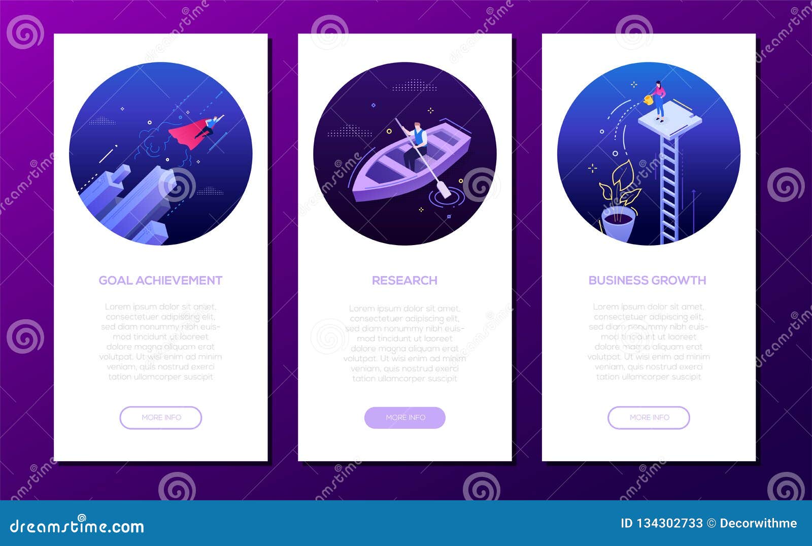 Goal Achievement - Set of Isometric Vector Vertical Web Banners Stock ...