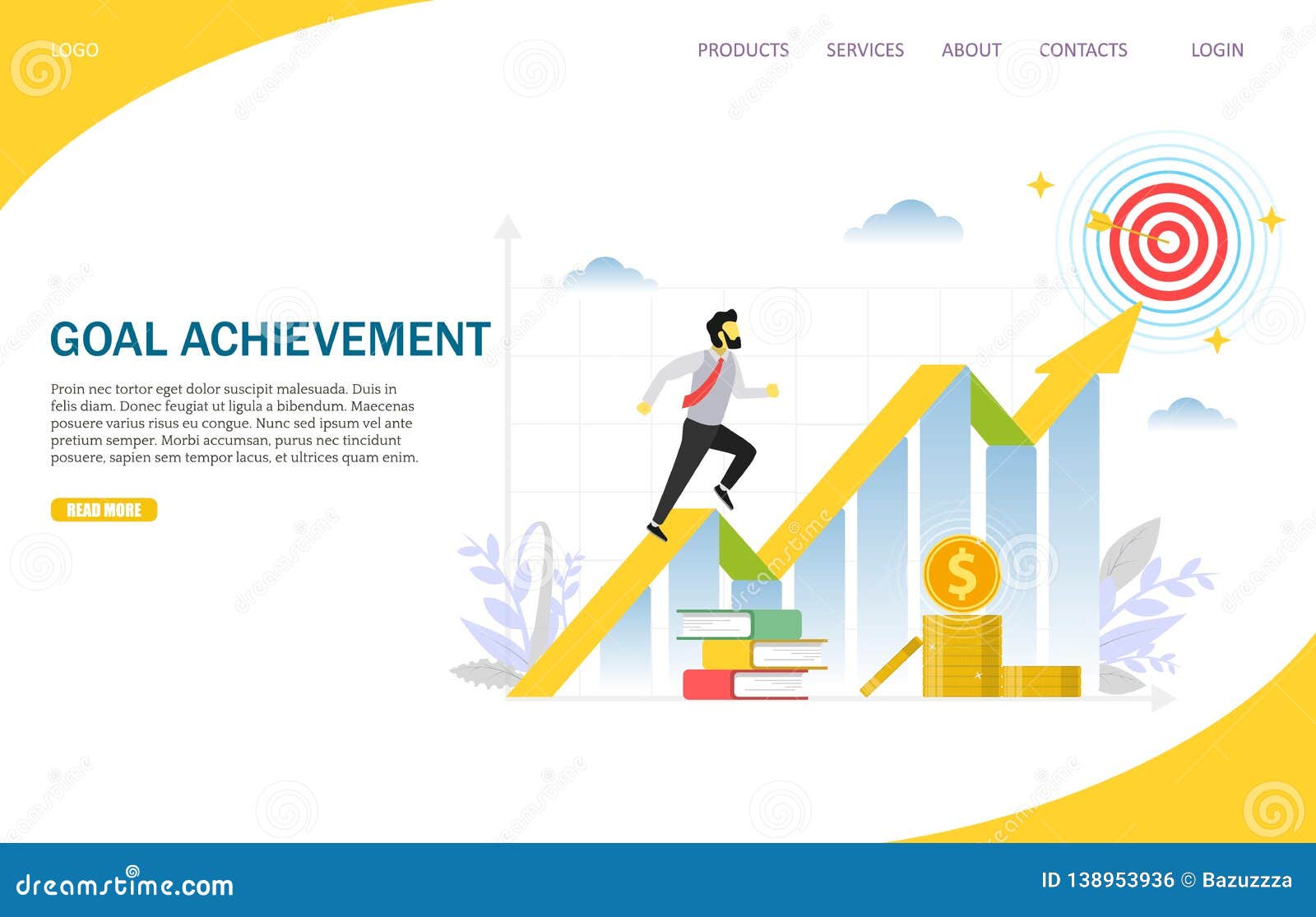 Goal Achievement Vector Website Landing Page Design Template Stock ...
