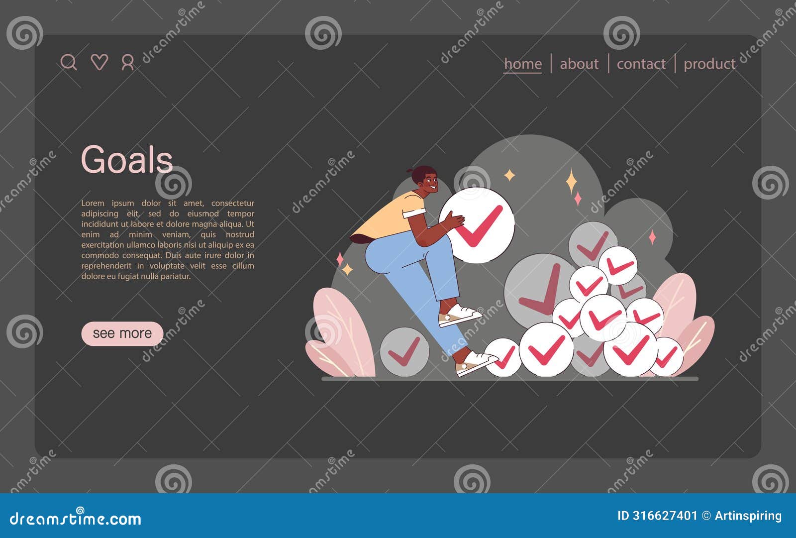 Goal Achievement Visualization. Flat Vector Stock Vector - Illustration ...