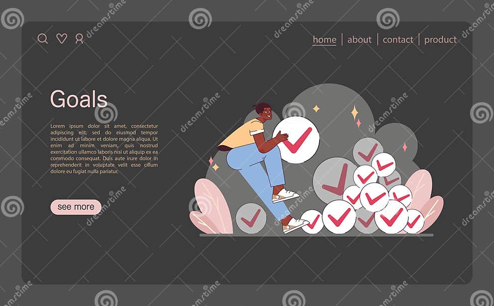 Goal Achievement Visualization. Flat Vector Stock Vector - Illustration ...