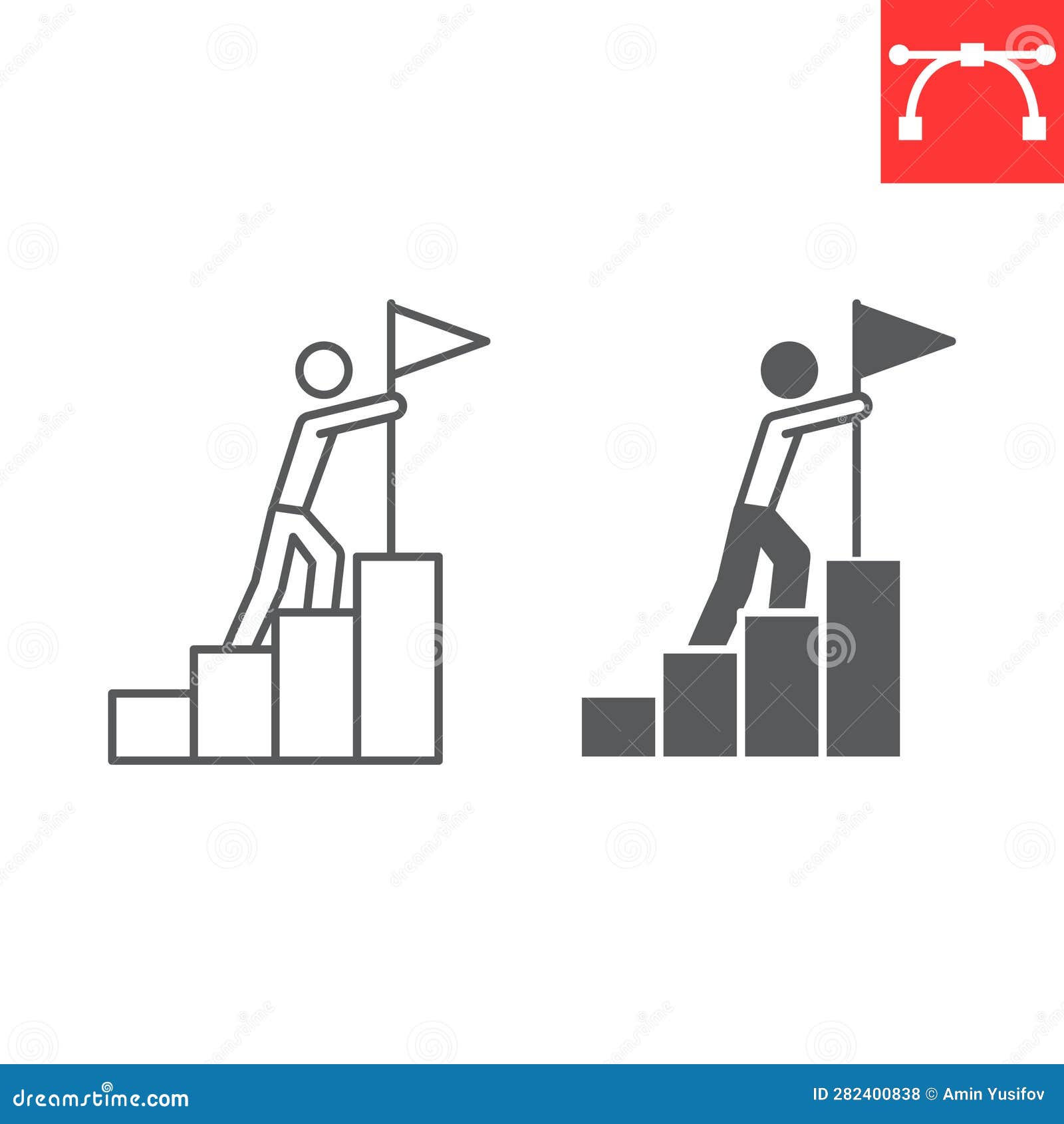 Goal by Achieving the Next Step Line and Glyph Icon Stock Vector ...