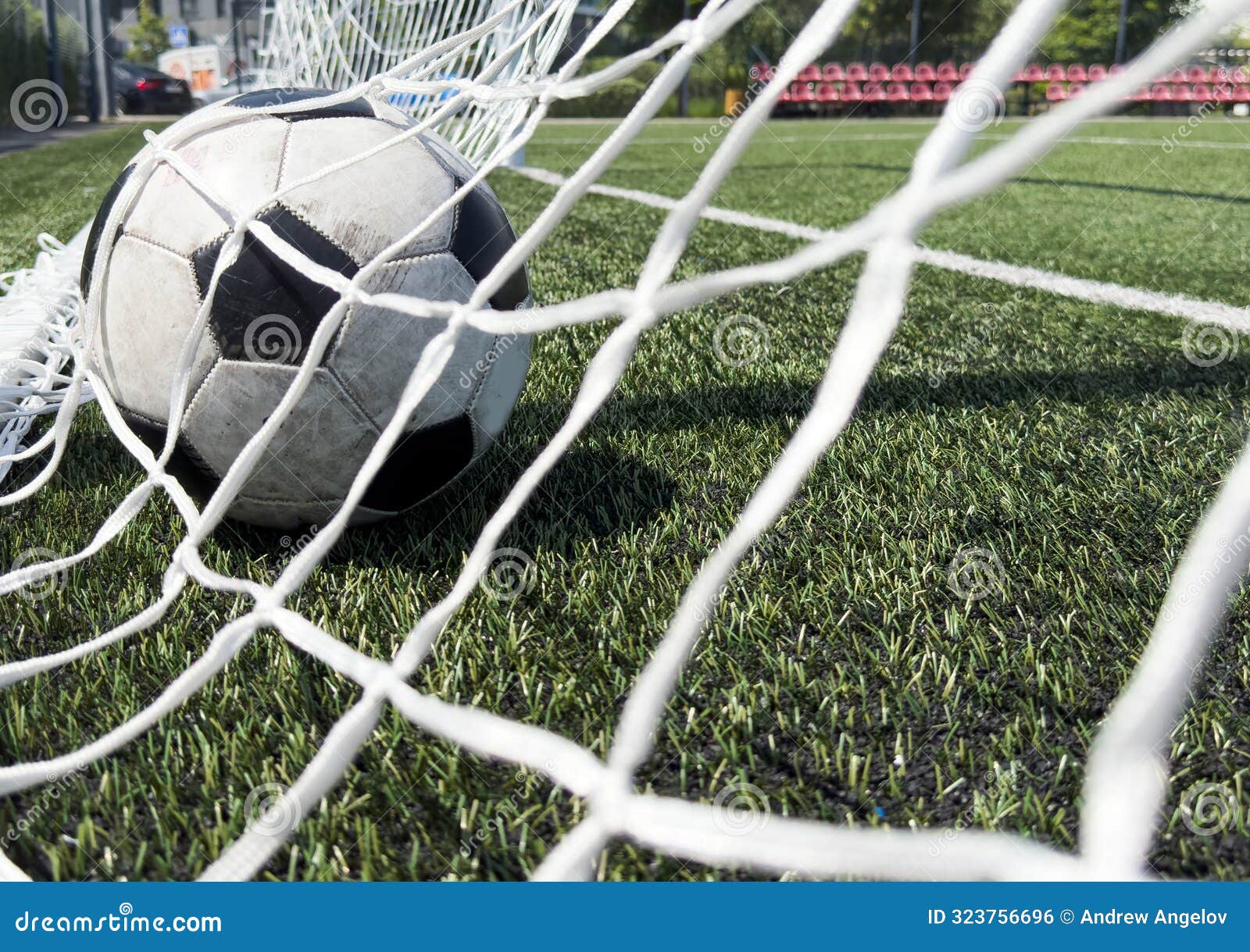 Goal in the Back of Net in Soccer Game Stock Photo - Image of leather ...