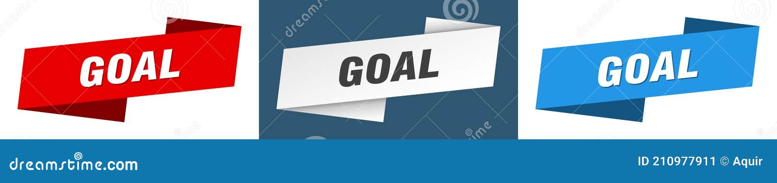 Goal Banner. Goal Ribbon Label Sign Set Stock Vector - Illustration of ...