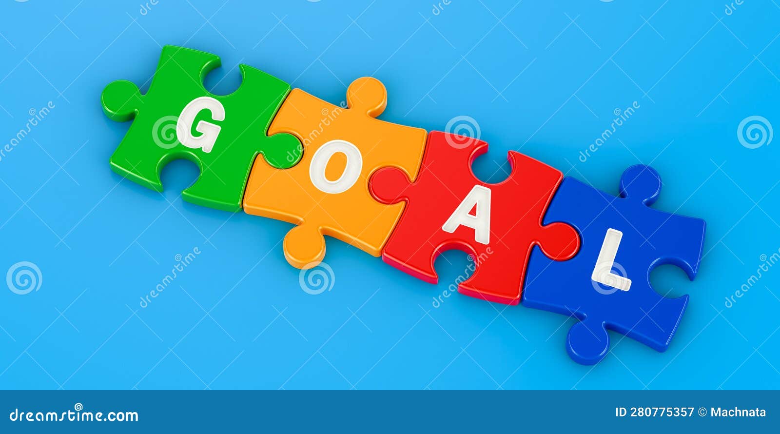 Goal from Colored Puzzles, 3D Rendering Stock Illustration ...