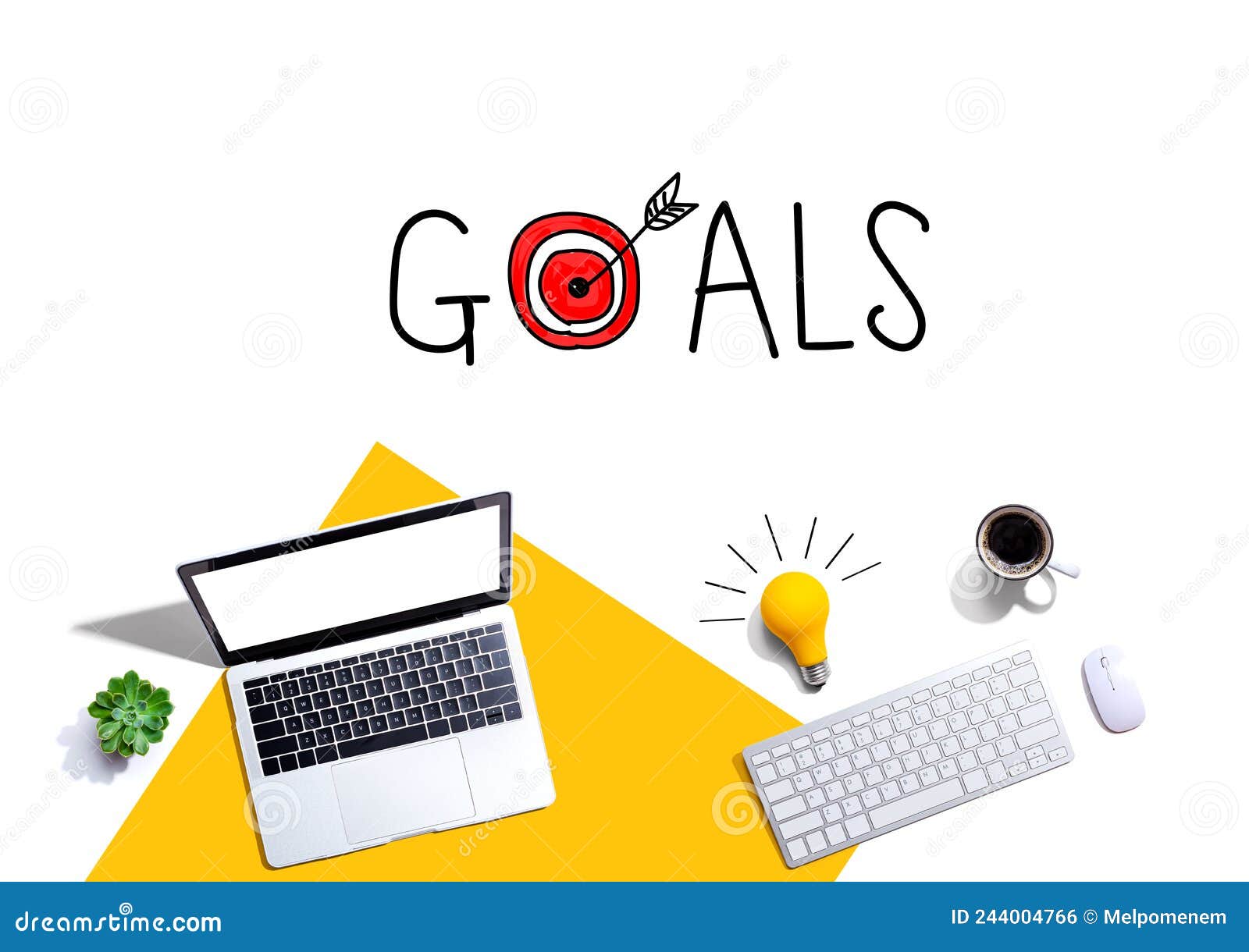 Goal Concept with Computers and a Lightbulb Stock Photo - Image of ...