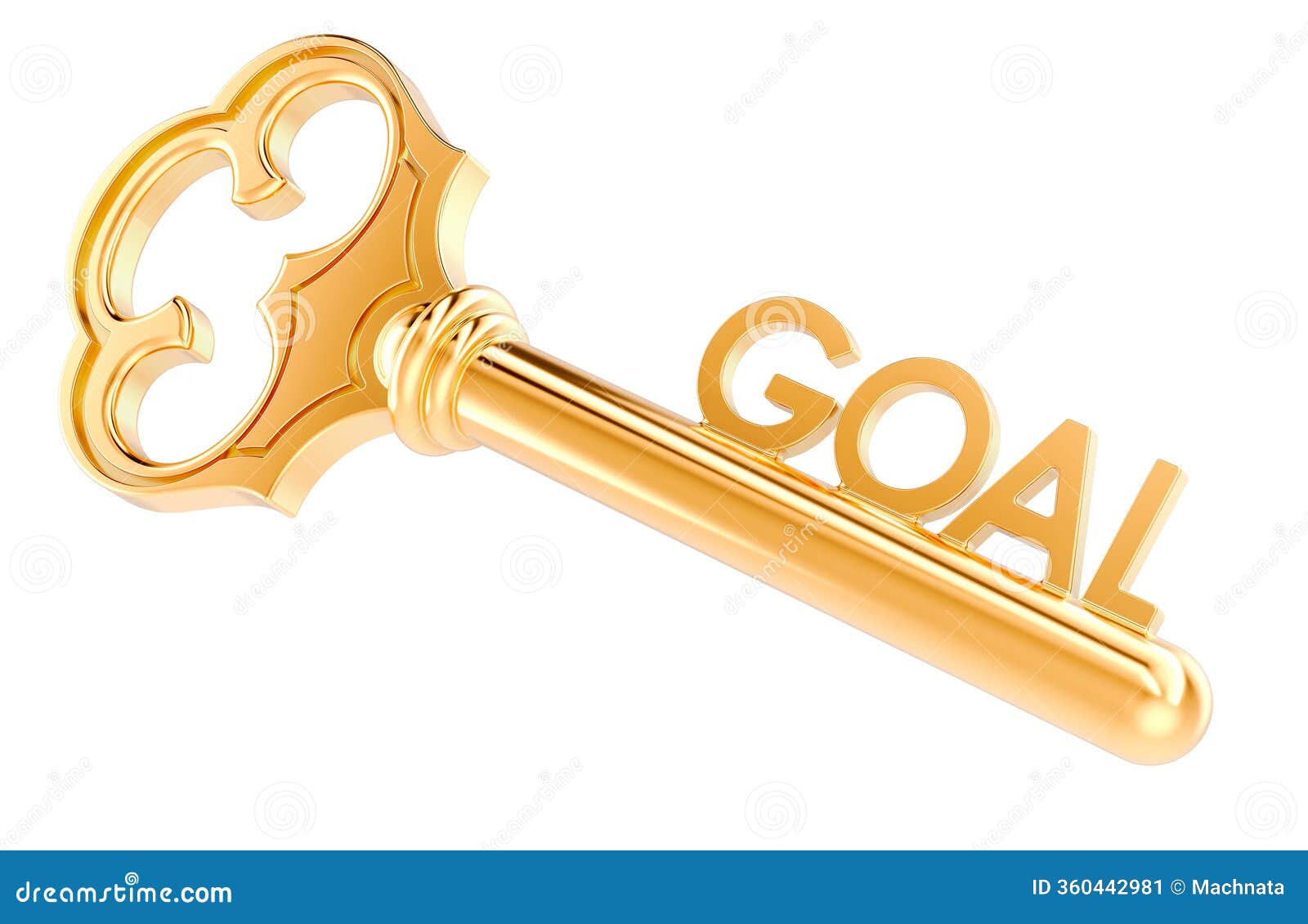 Goal Concept with Golden Key, 3D Rendering Stock Illustration ...
