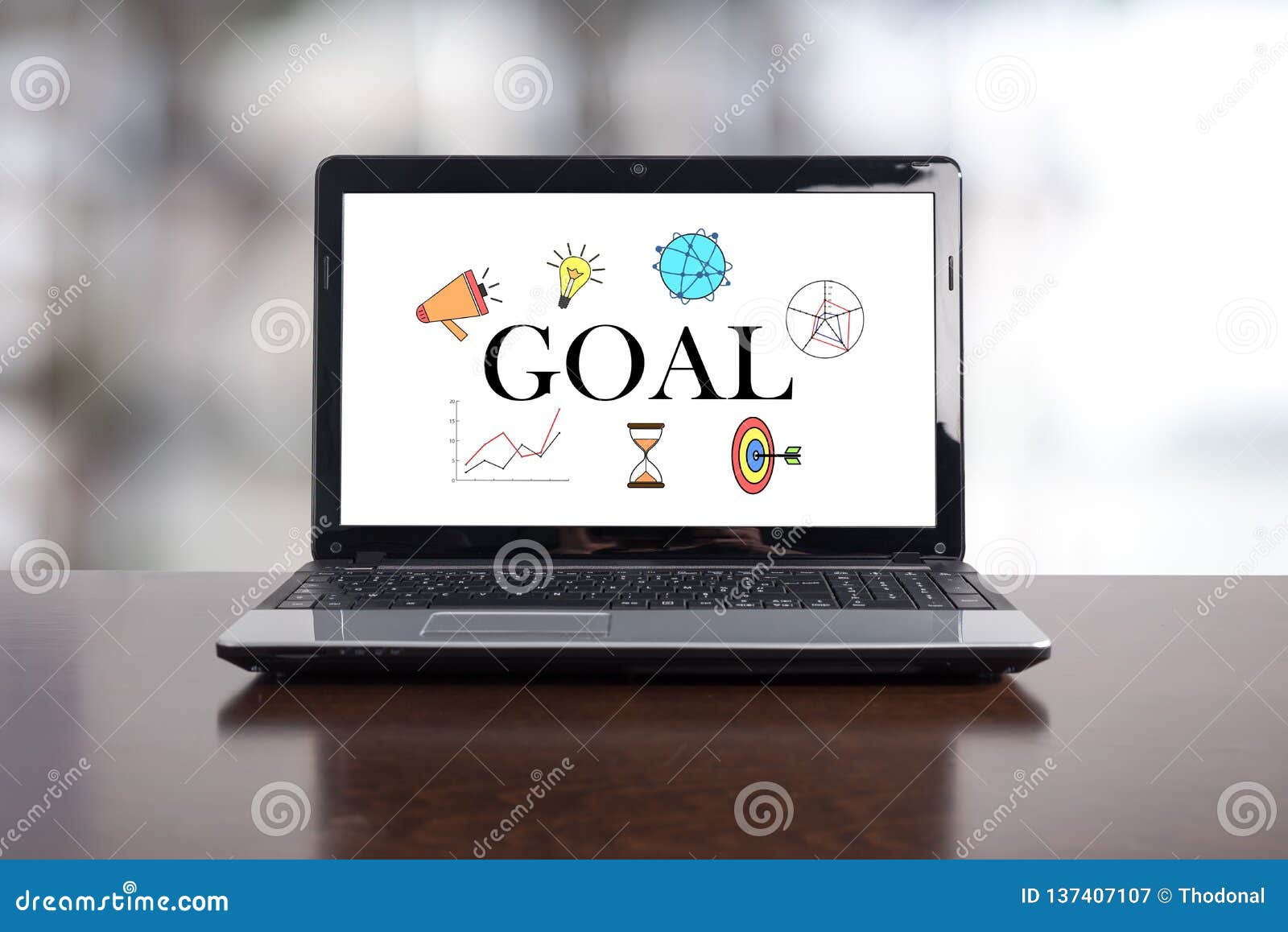 Goal concept on a laptop stock image. Image of goals - 137407107