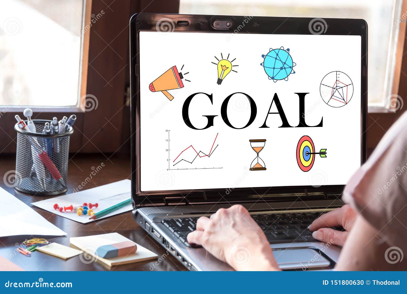Goal Concept on a Laptop Screen Stock Photo - Image of ambition ...
