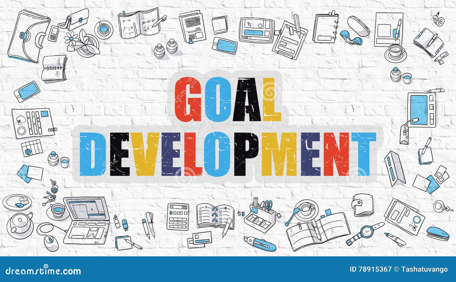 Goal Development in Multicolor. Doodle Design. Stock Illustration ...