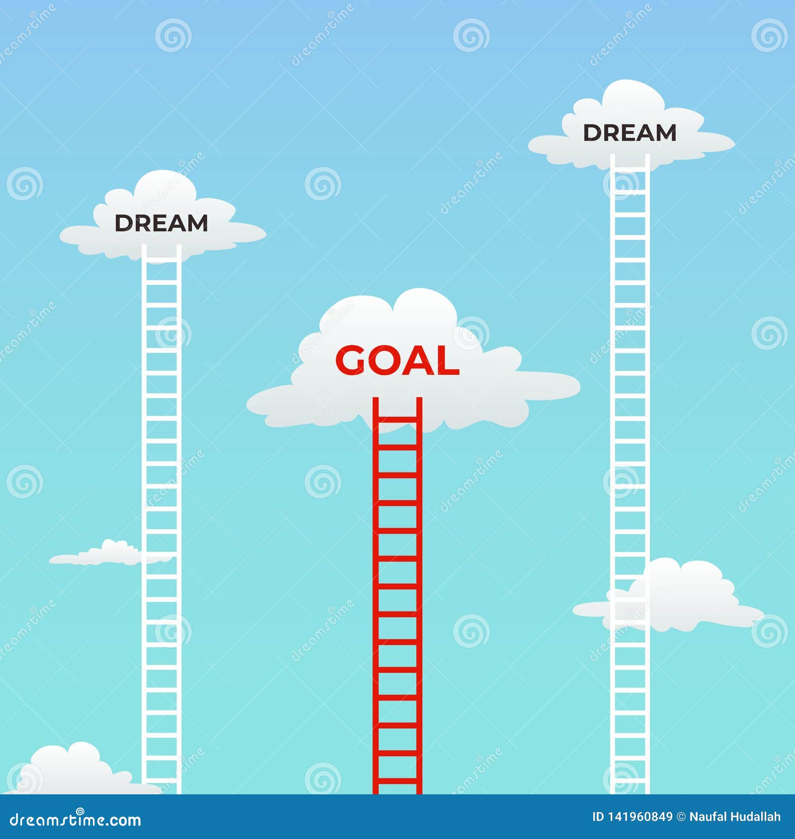 Goal and Dream. Goal Under Dreams Mindset Visual Concept Design Stock ...