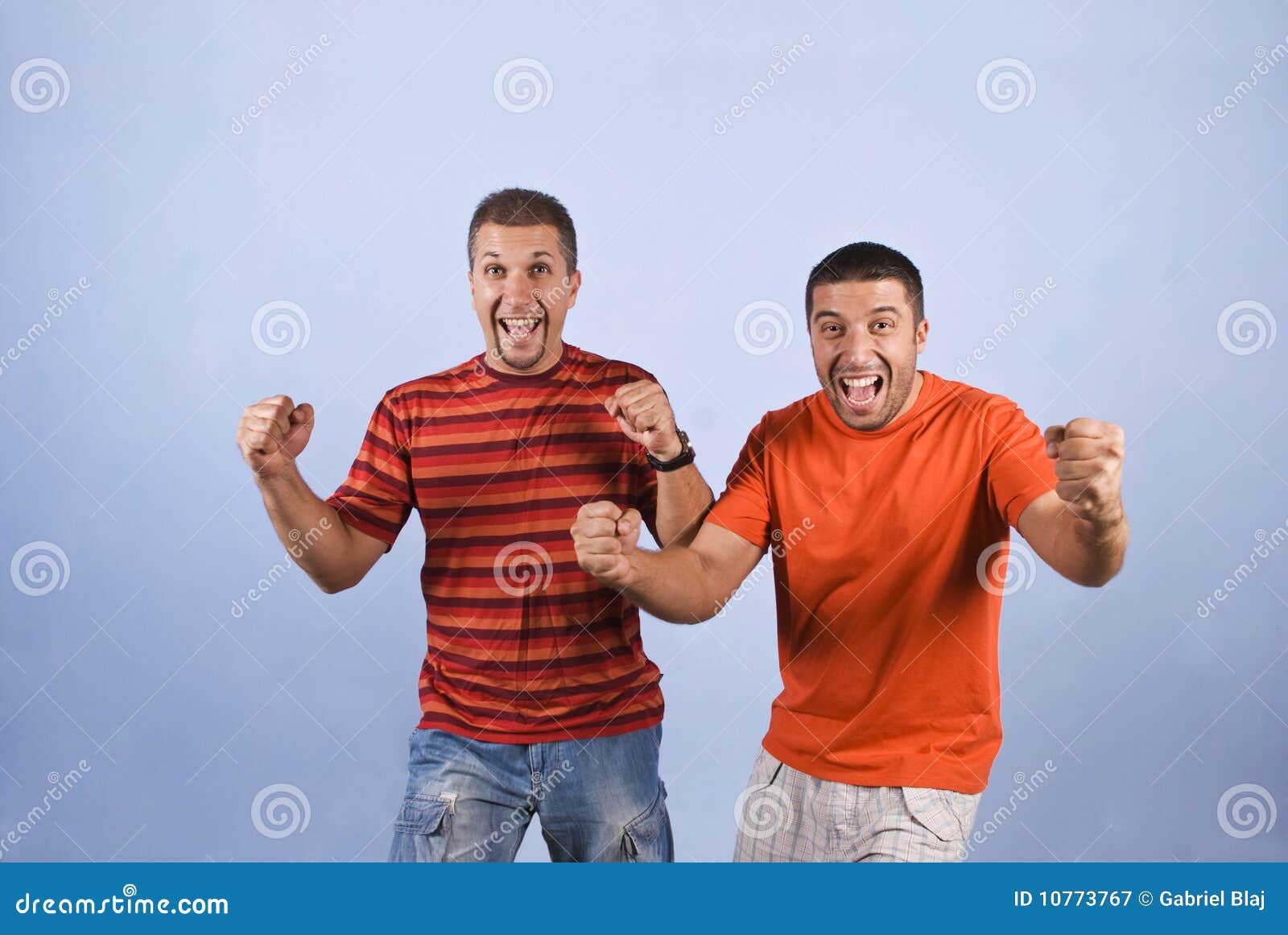 Goal!Excited Guys with Hands Up Stock Image - Image of adult, hands ...