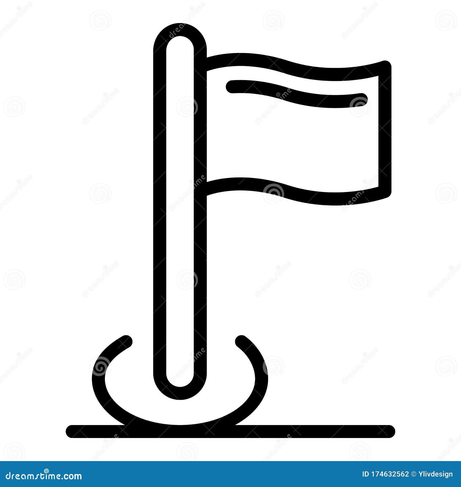 Goal Flag Icon, Outline Style Stock Vector - Illustration of line ...