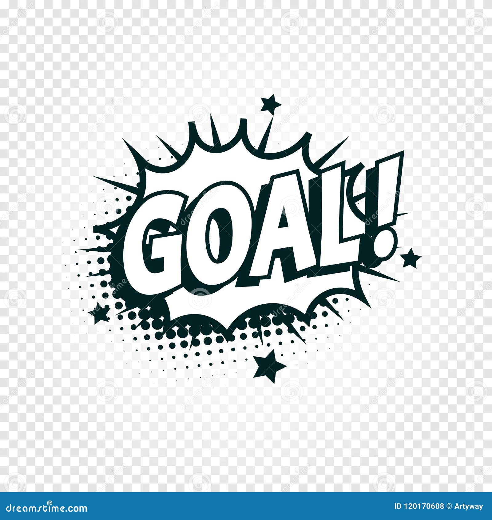 Goal Icon Comics Cloud With Halftone Shadow, Goal Shout Text In Bubble ...