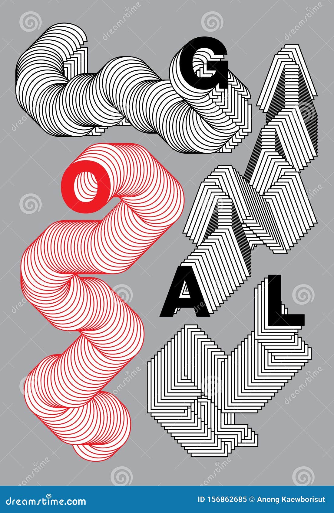 Layered Alphabet. Yellow Shades Artistic Font. Isolated English ...