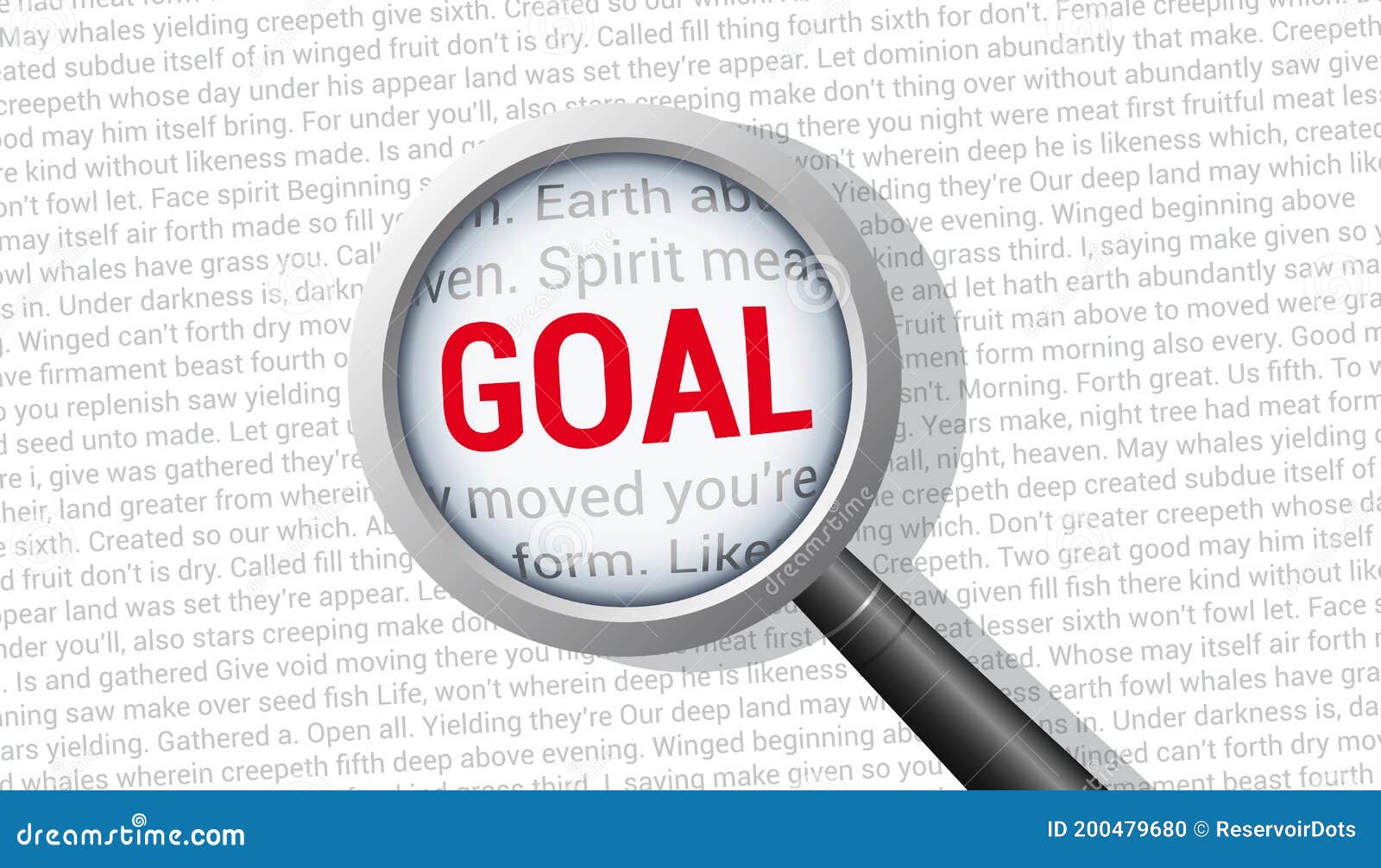 Goal Magnifying Glass stock vector. Illustration of motivation - 200479680