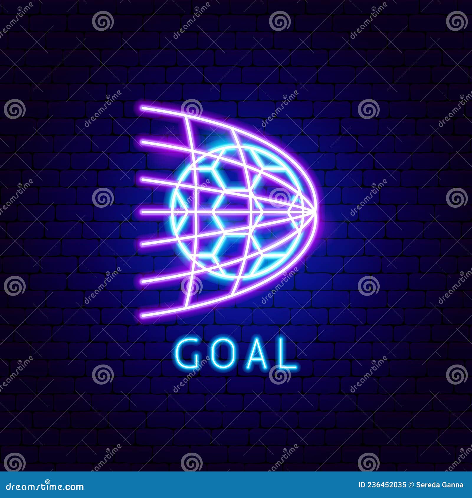 Goal Neon Label stock vector. Illustration of soccer - 236452035