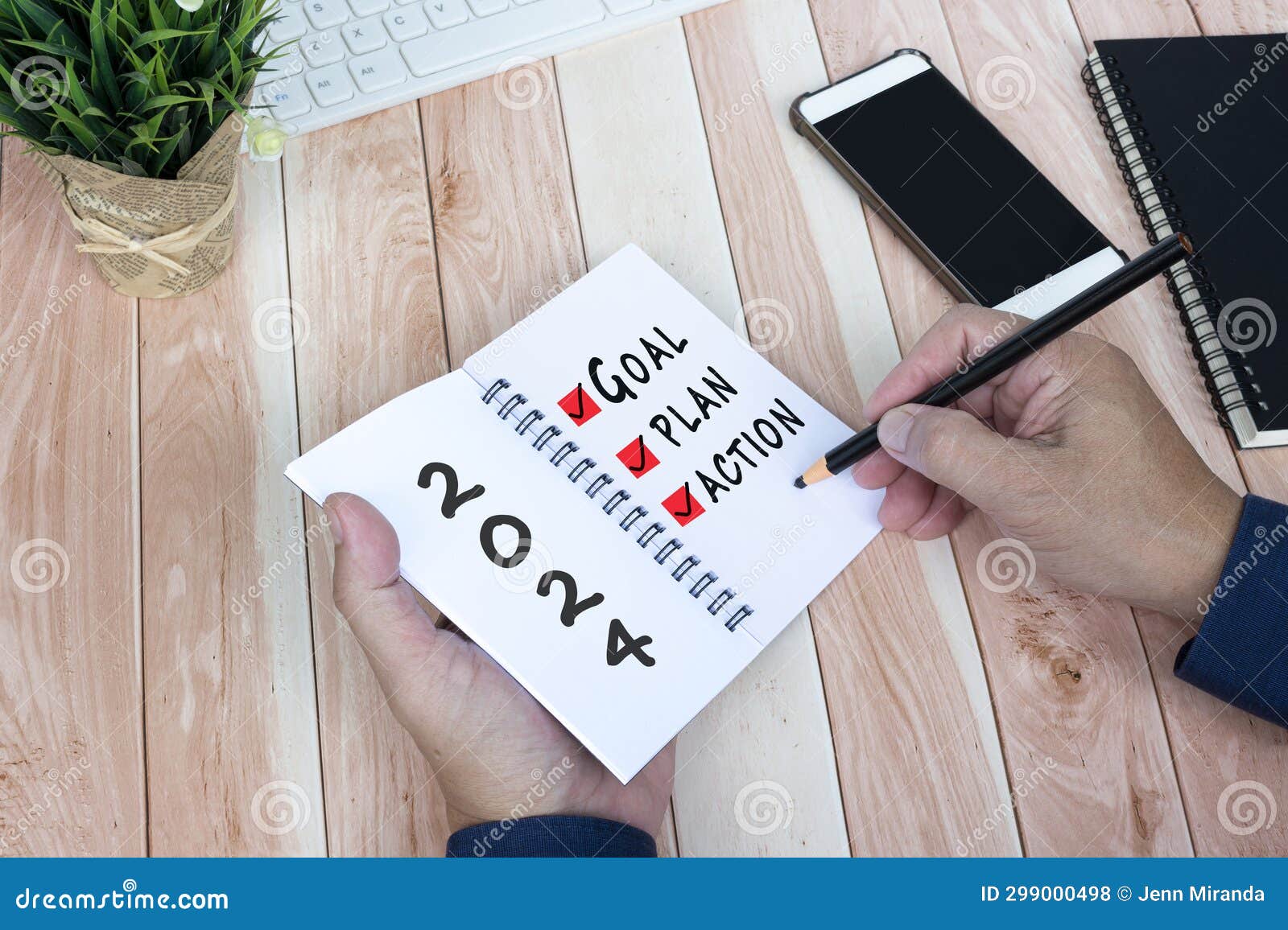 2024 Goal,plan,action Text on Notepad with Office Accessories. Stock ...