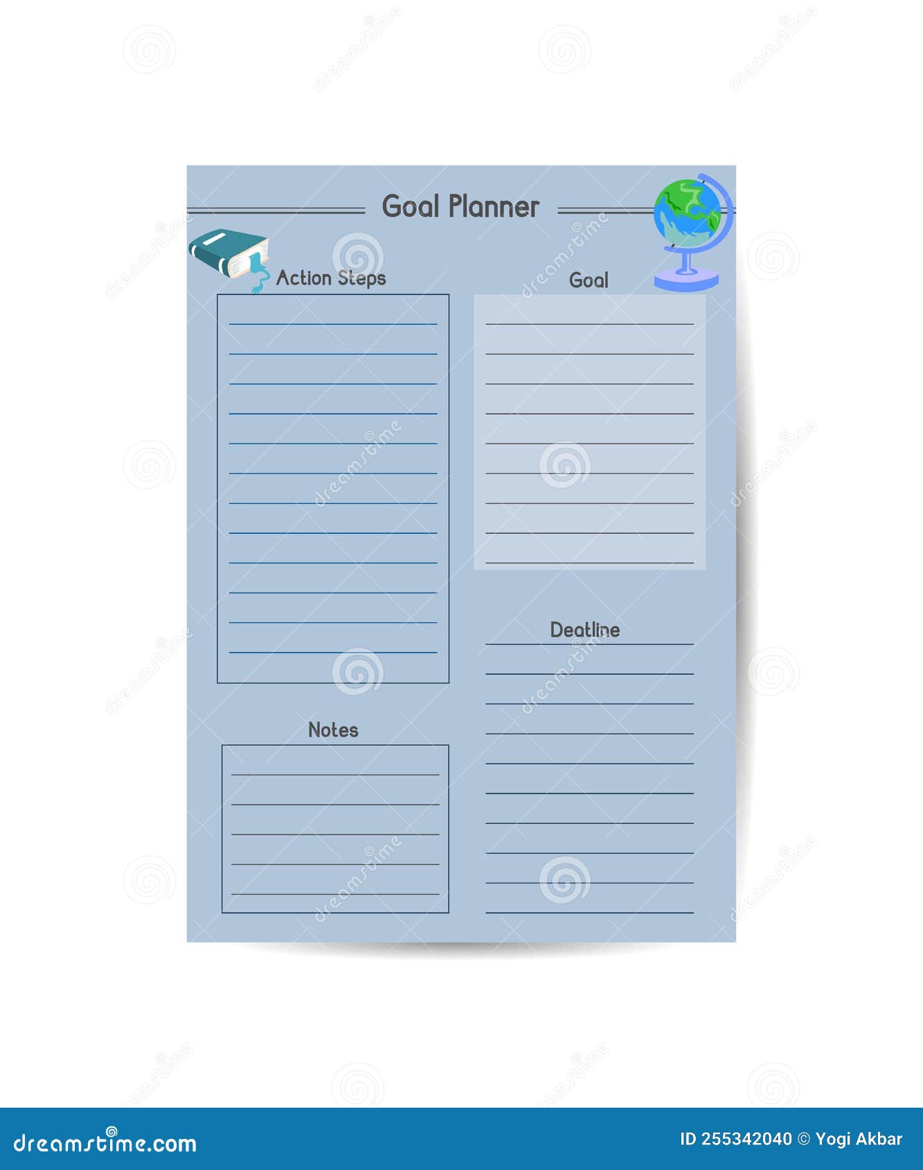Goal Planner Template Organizer and Schedule for Notes Goals Vector ...