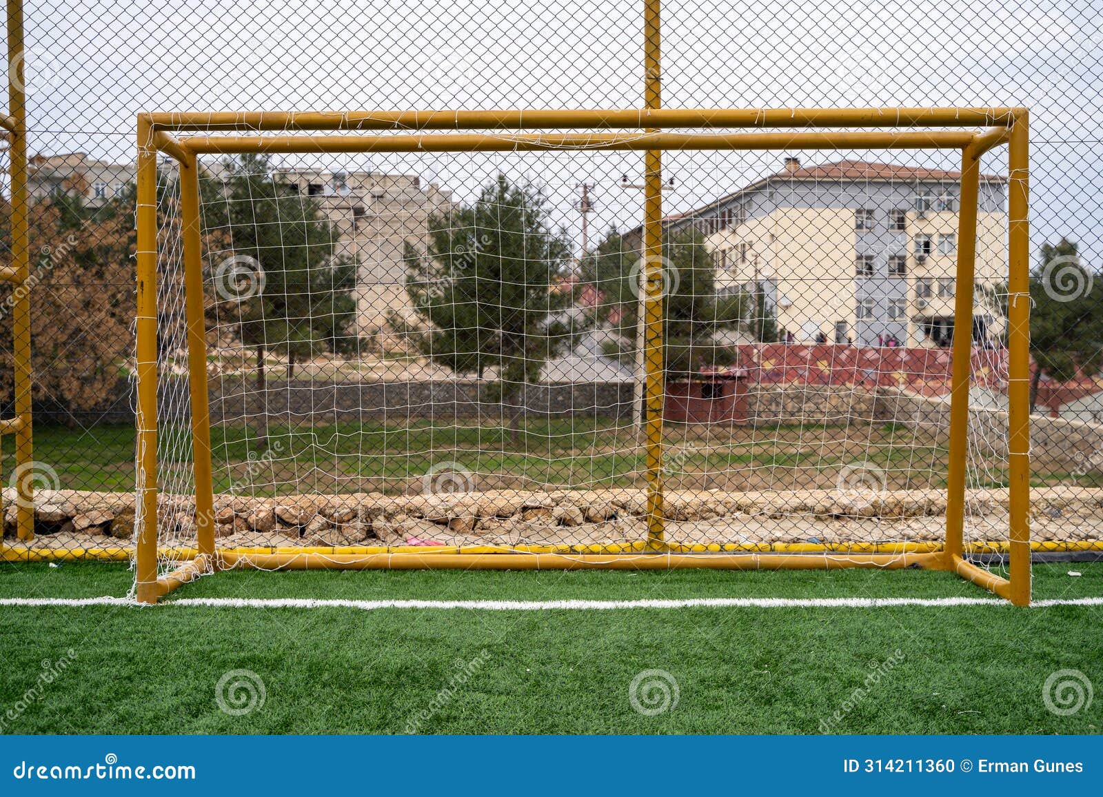 Goal Post on Artificial Grass Football Pitch Stock Photo - Image of ...