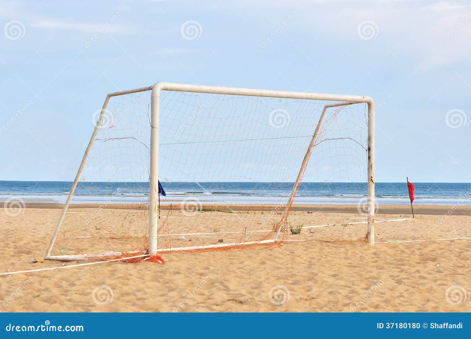 Goal Post on the beach stock photo. Image of goalie, holiday - 37180180