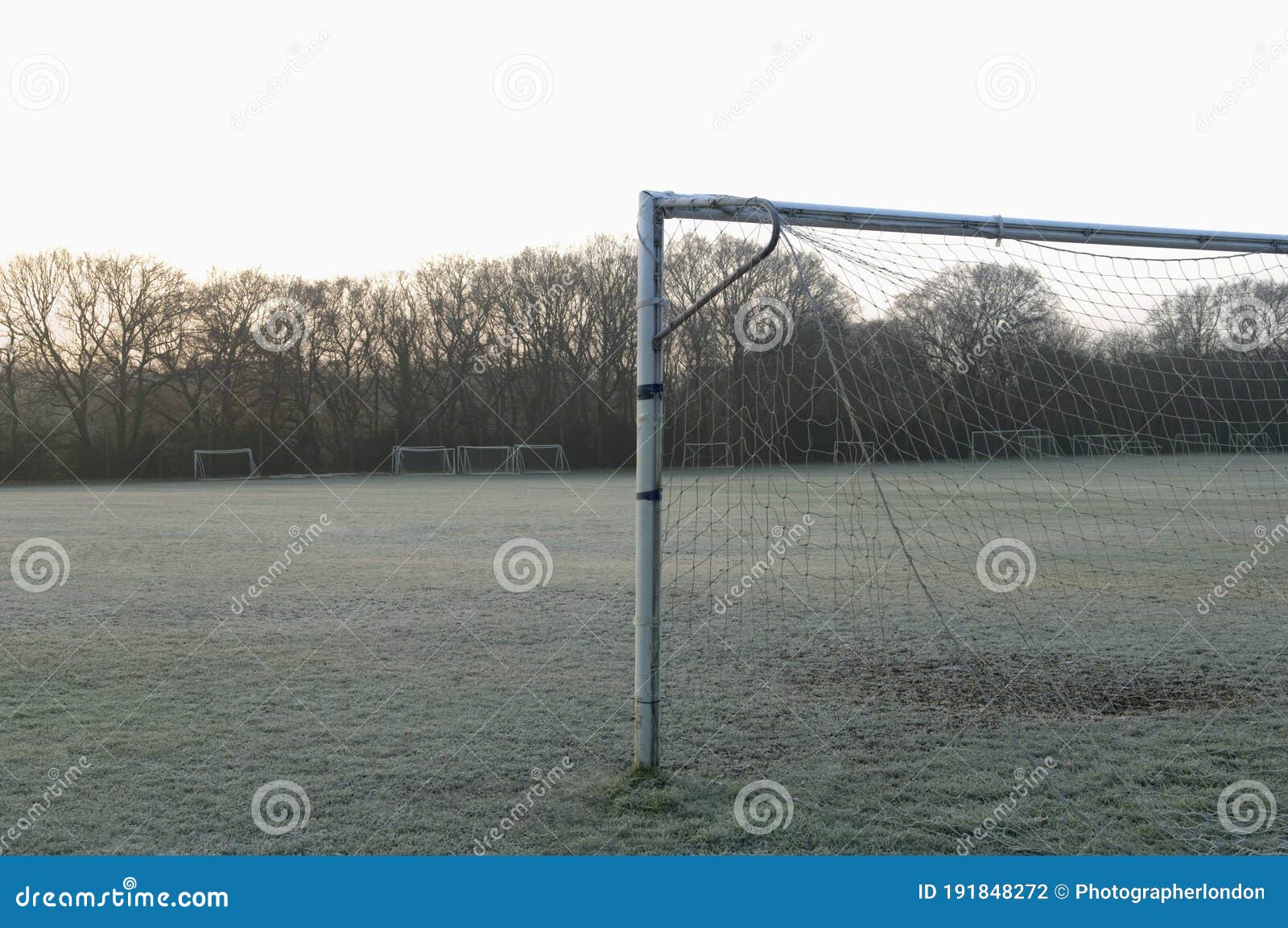 Goal Post on Empty Soccer Field Stock Photo - Image of grass, outdoors ...