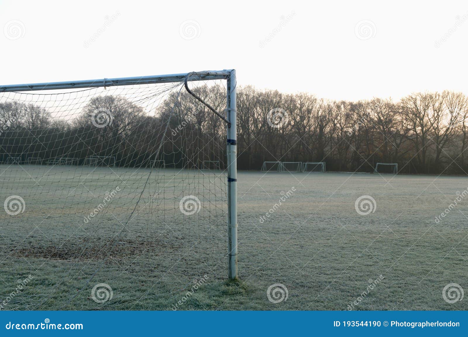 Goal Post on Empty Soccer Field Stock Photo - Image of american, game ...
