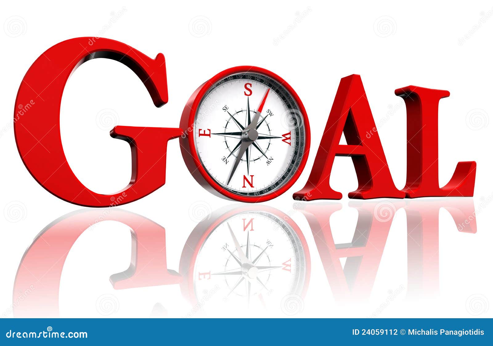 Goal Red Word and Conceptual Compass Stock Illustration - Illustration ...