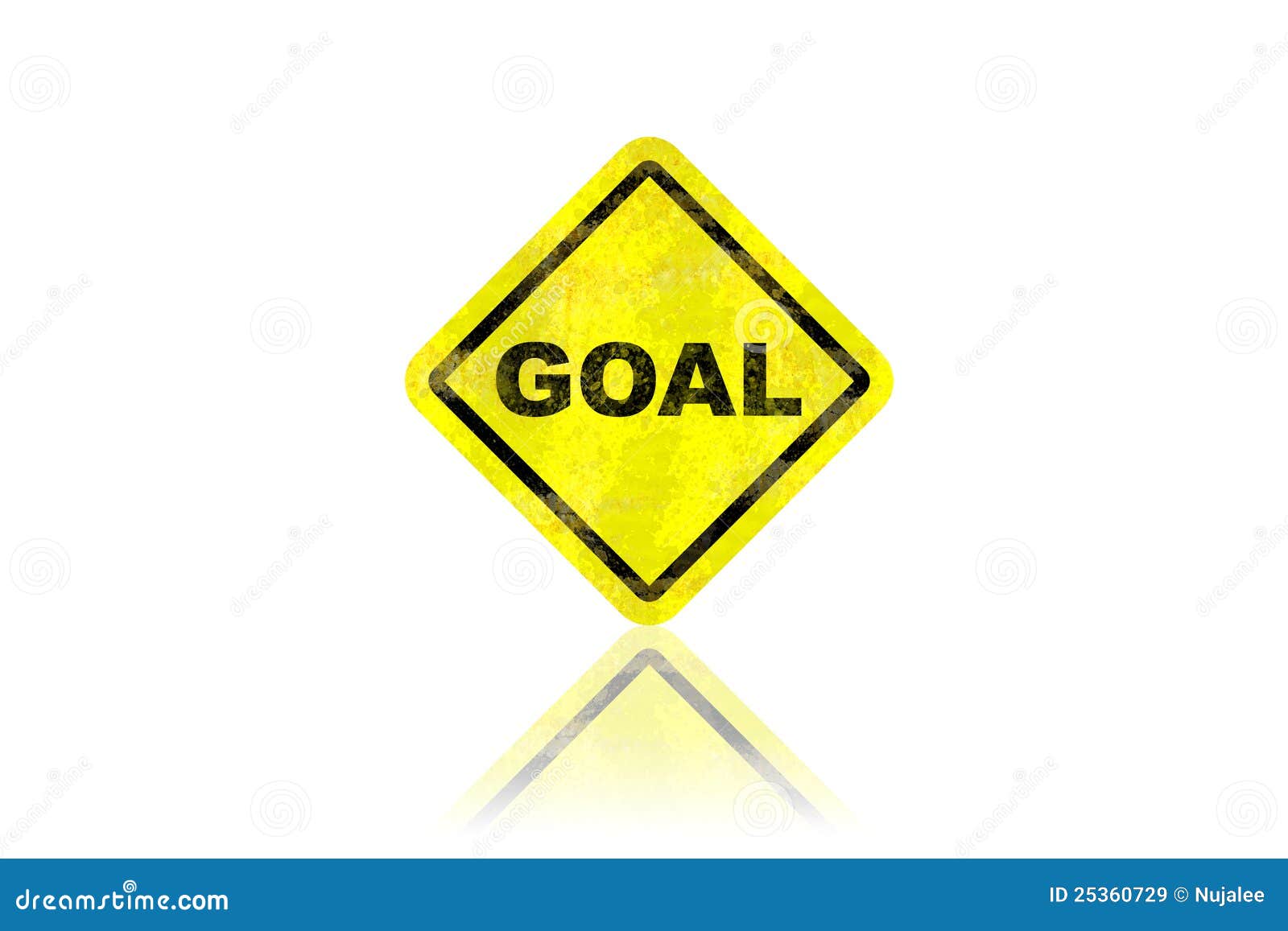 Goal Road Sign with Reflection Stock Illustration - Illustration of ...