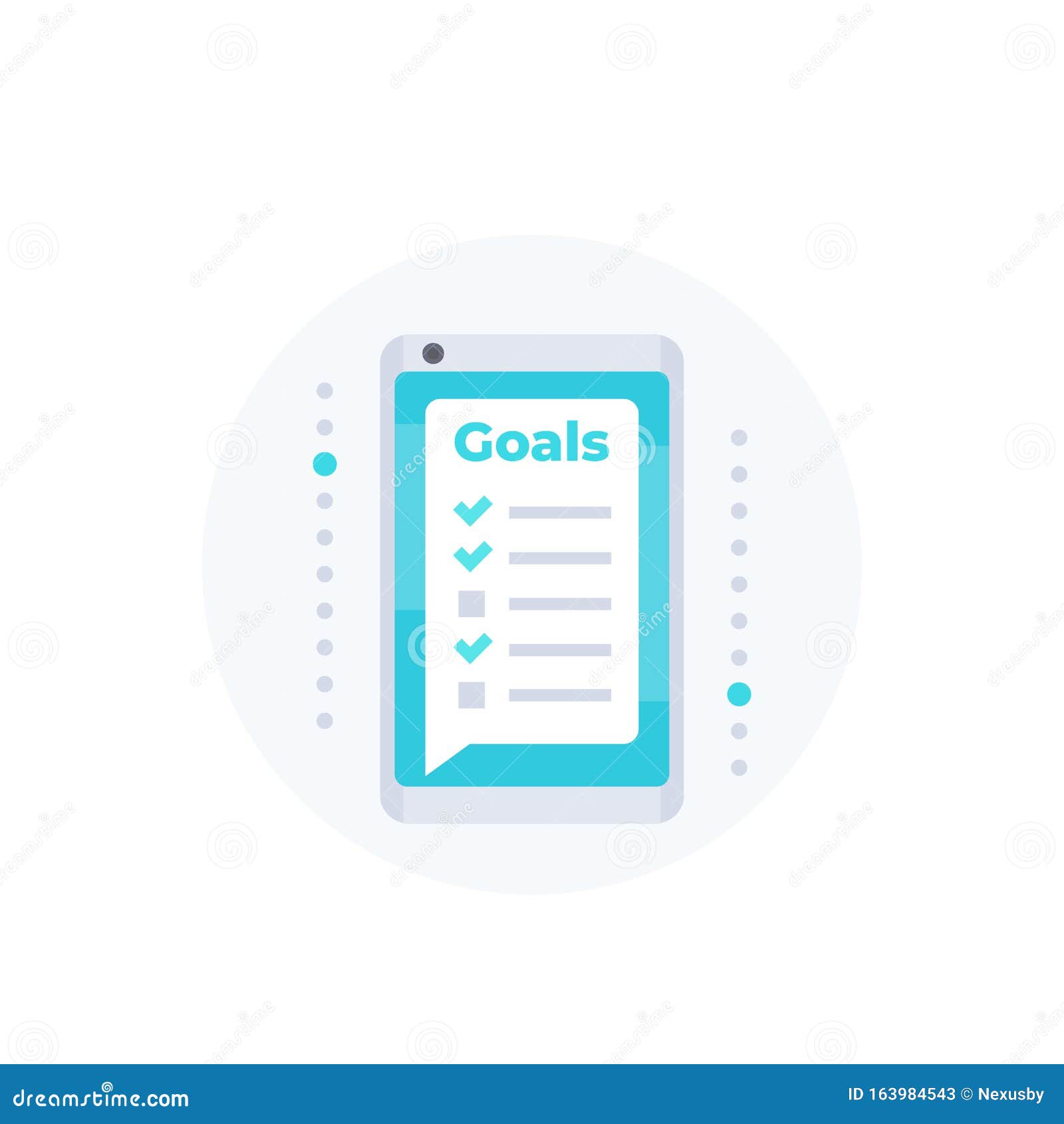 Goal Setting App in Smartphone, Vector Icon Stock Vector - Illustration ...
