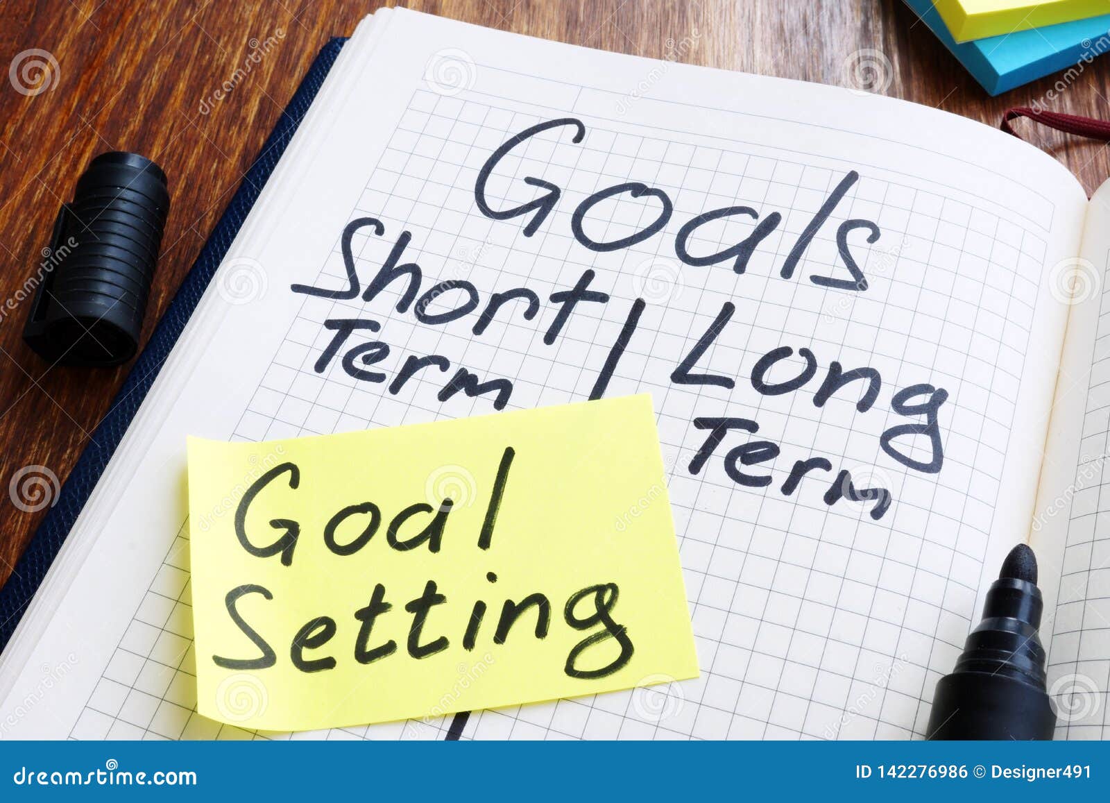 Goal Setting Concept. Memo Stick with List of Goals Stock Photo - Image ...