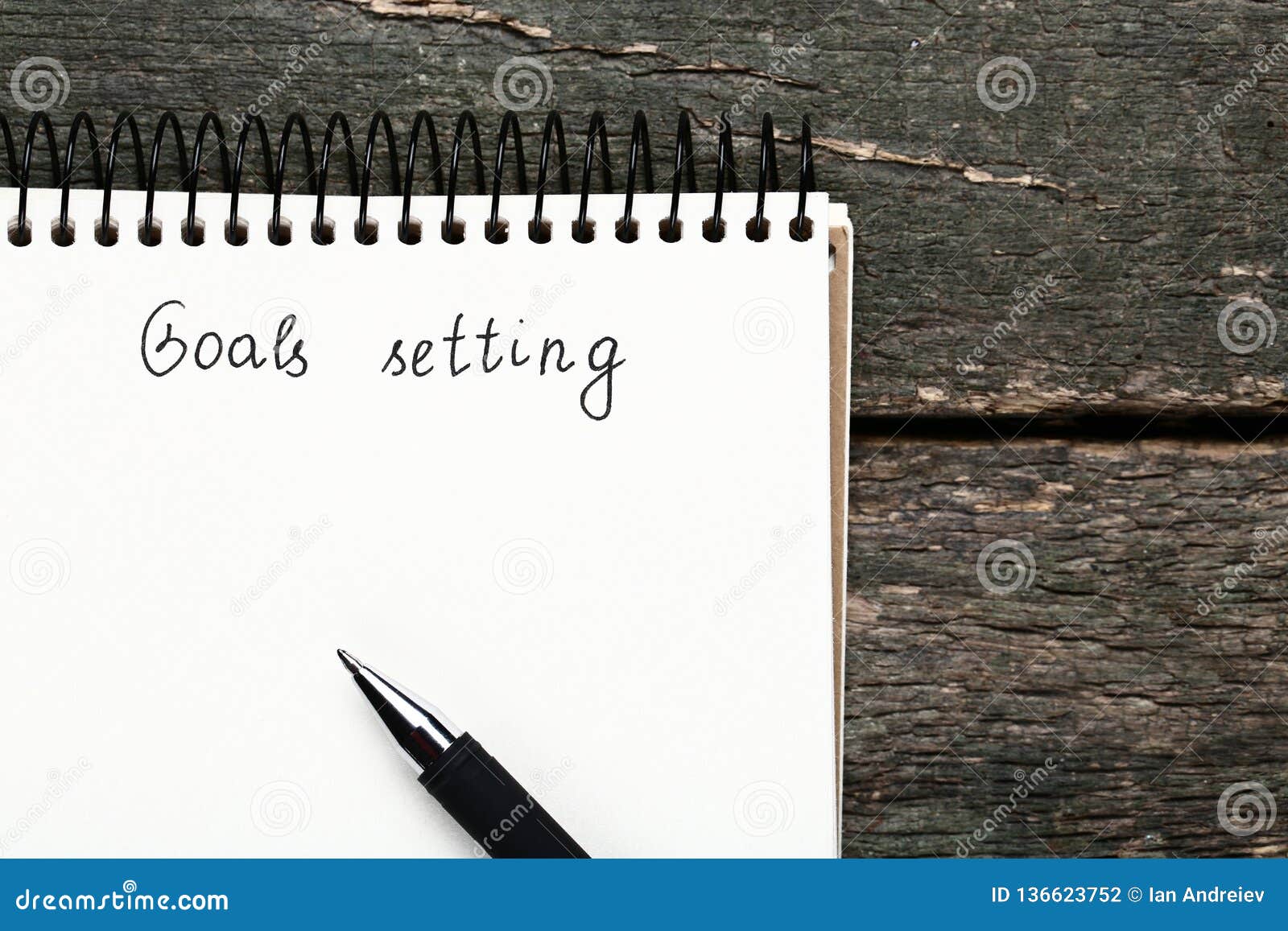Goal setting in notepad stock photo. Image of note, phrase - 136623752