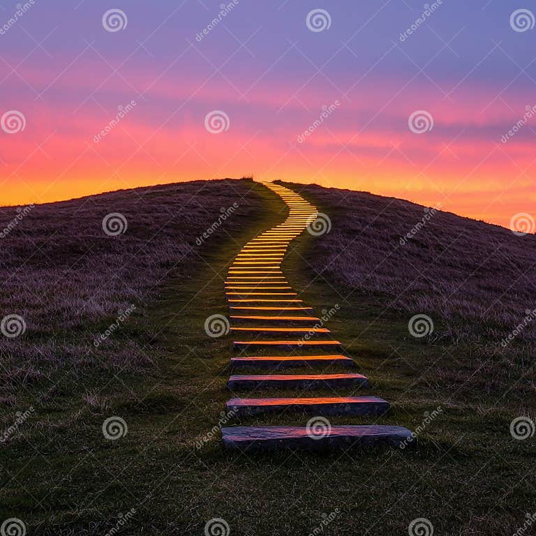 Goal Setting Steps Concept a Winding Pathway Illuminated by Sunset ...