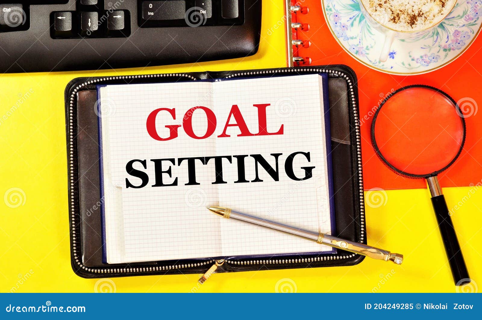 Goal-setting. Text Label in the Planning Notepad Stock Image - Image of ...